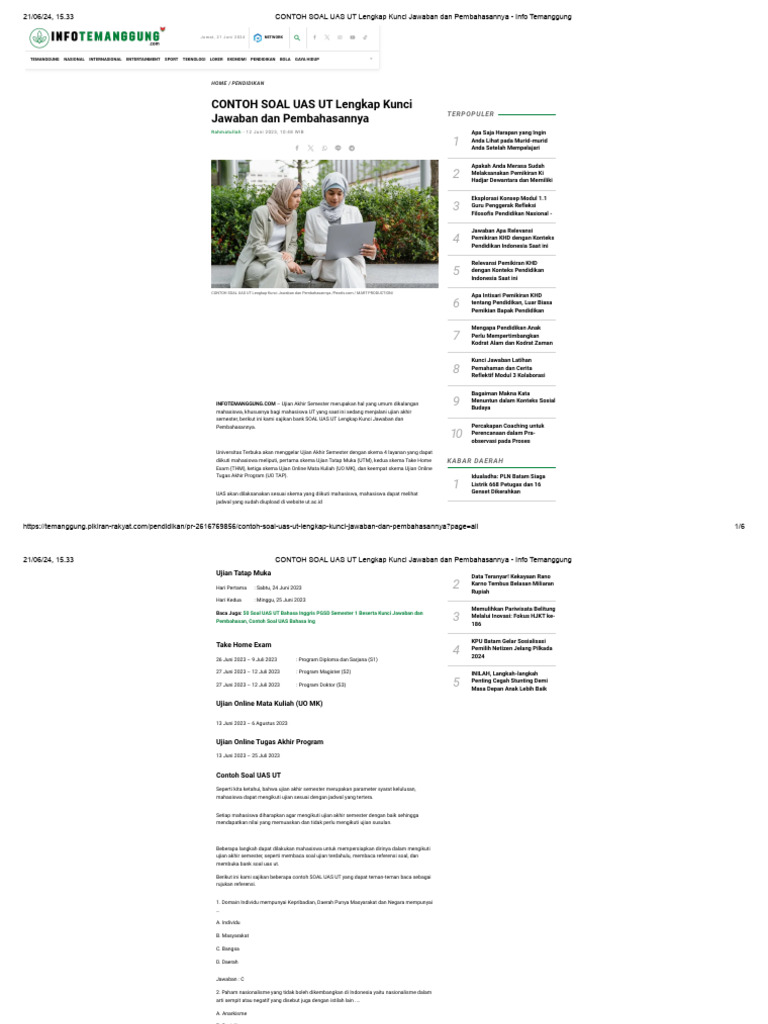 CONTOH SOAL UAS UT Lengkap Kunci Jawaban Dan Pembahasannya - Info ...