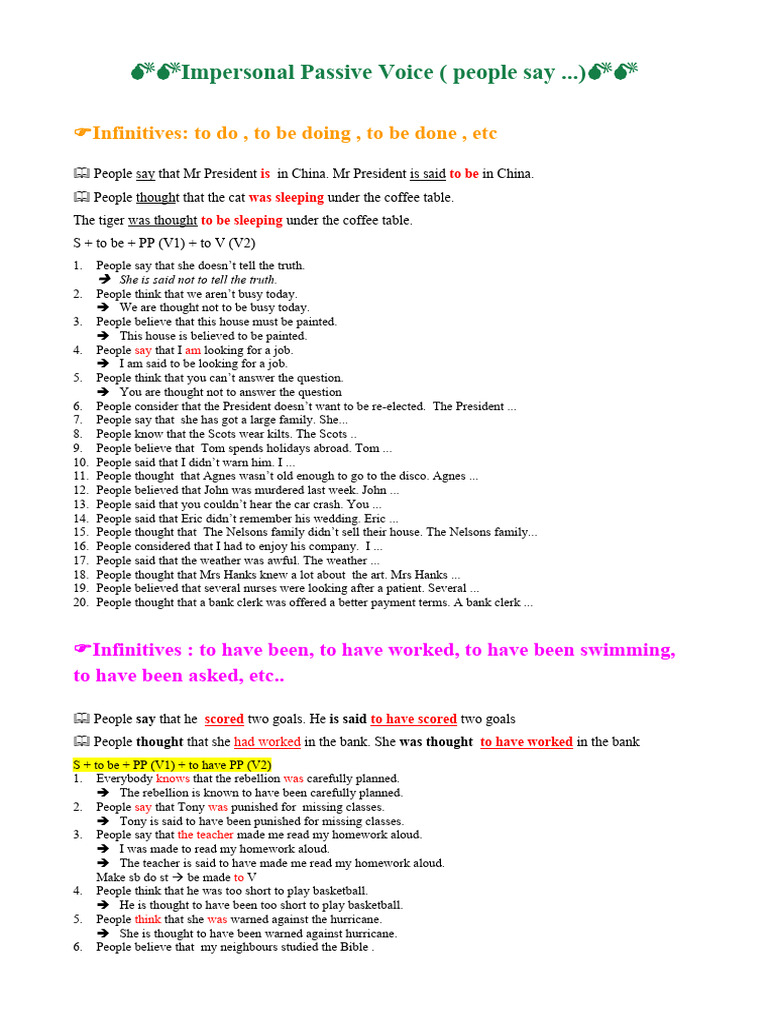 Impersonal-Passive 2 | PDF