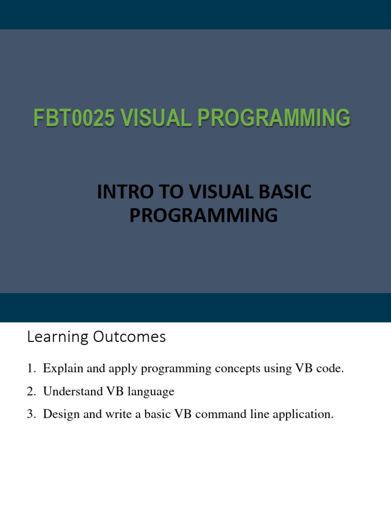 Vb Lect 02 Intro To Vb Pdf Computer Programming Computer Engineering 