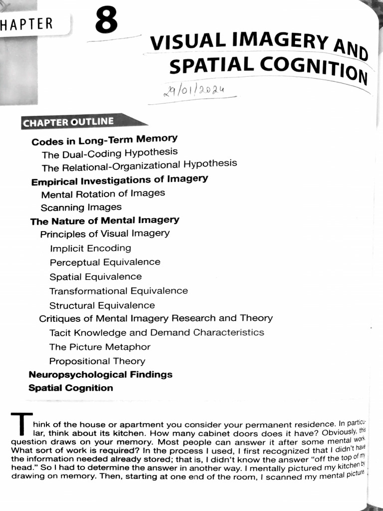 Unit 2 Visual Imagery and Spatial Cognition | PDF | Mental Image | Behavioural Sciences