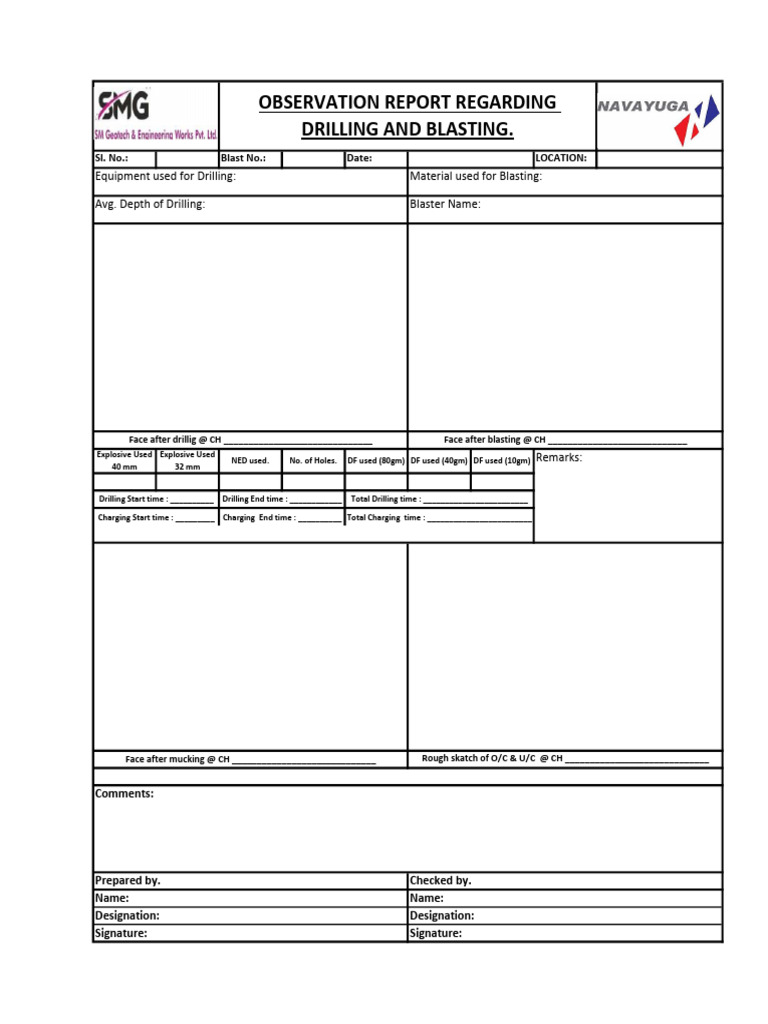 Blast Observation Sheet. | PDF