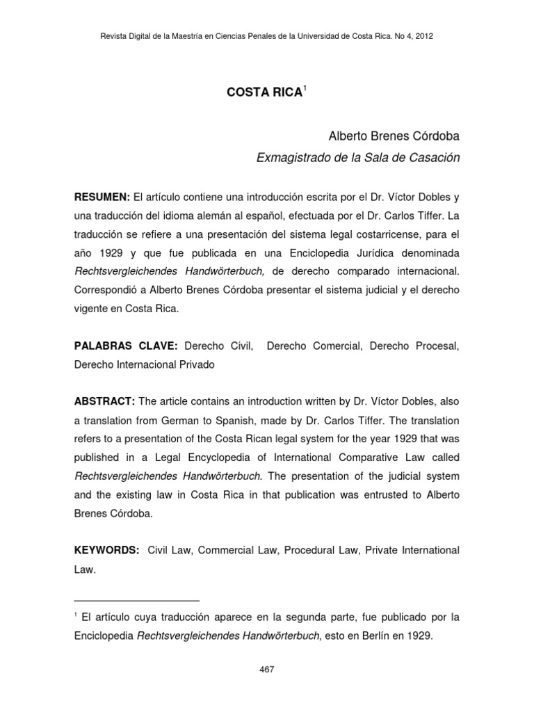 Cita Historica de Don Alberto Brenes Cordoba | PDF | Bancarrota ...