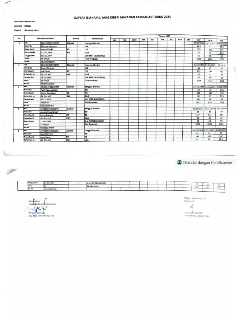 Format Pemantauan Bumil KEK M.deli 2023 | PDF