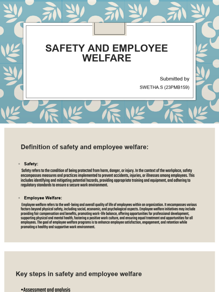 Safety and employee welfare | PDF | Occupational Safety And Health | Safety