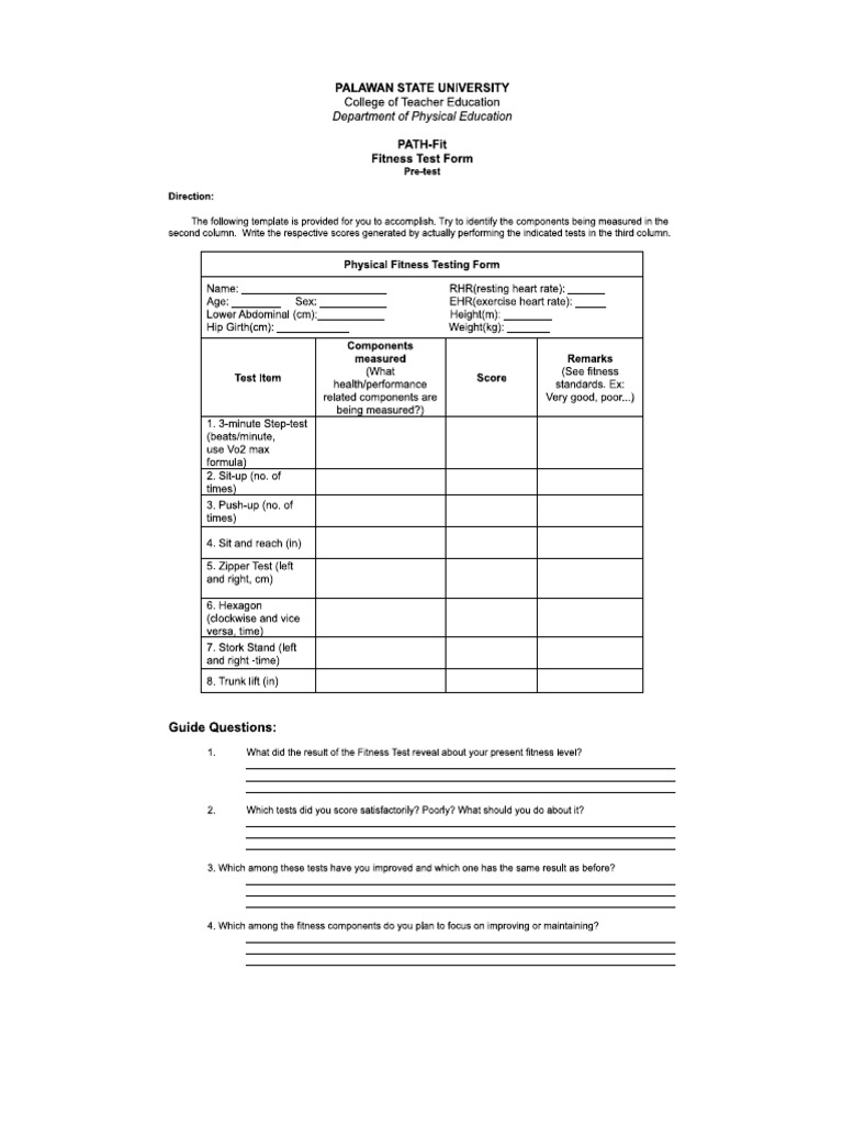 Fitness Test Form | PDF