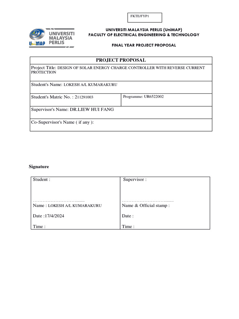 EMK30004 - FYP Proposal Final Edit-1 | PDF | Photovoltaic System | Photovoltaics