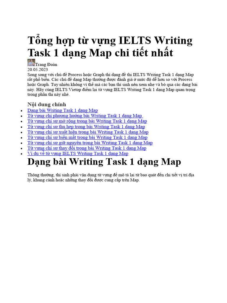 Tổng Hợp Từ Vựng IELTS Writing Task 1 Dạng Map Chi Tiết Nhất | PDF