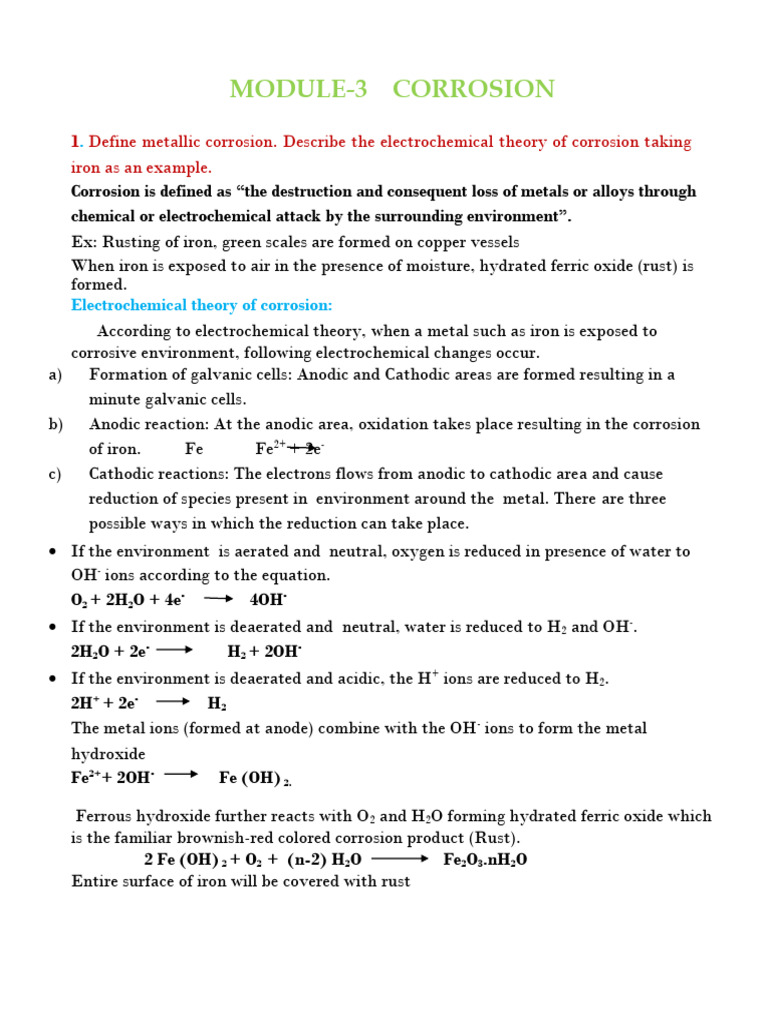 Module 3 Solution | PDF | Corrosion | Anode