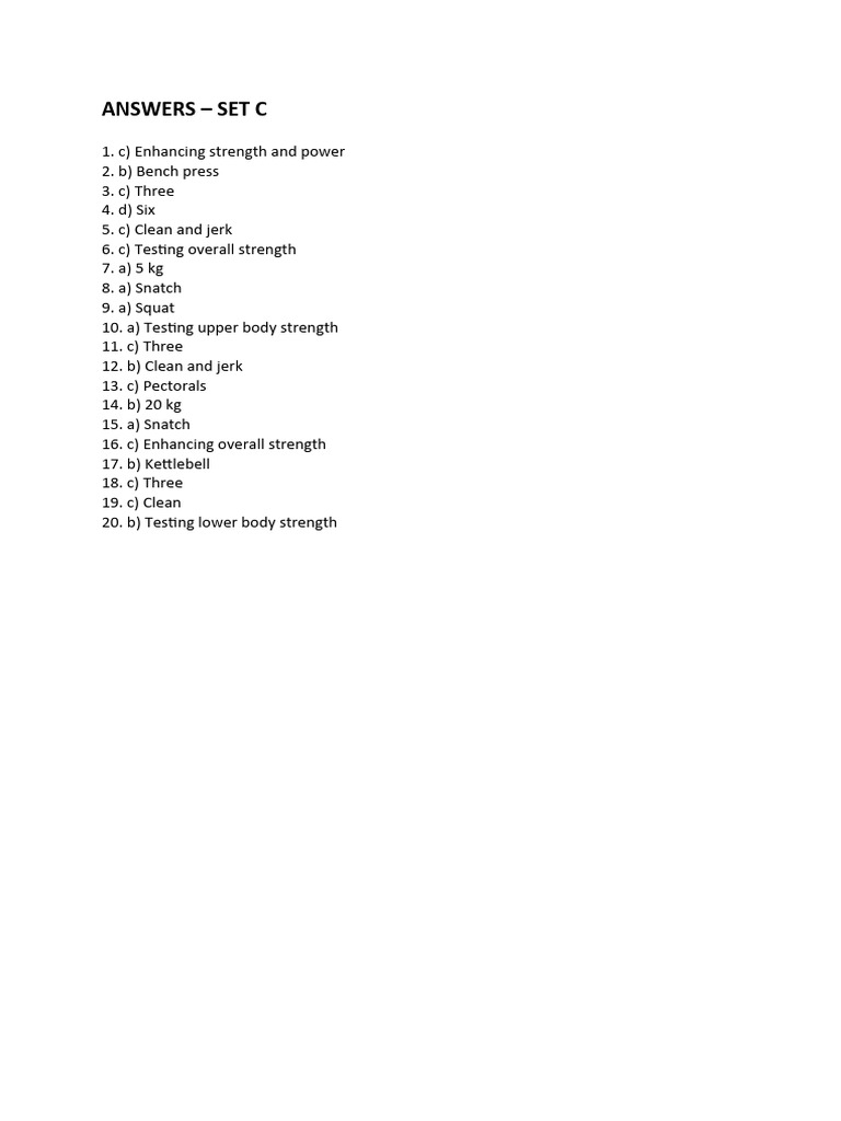 Strength Training Quiz Answers | PDF