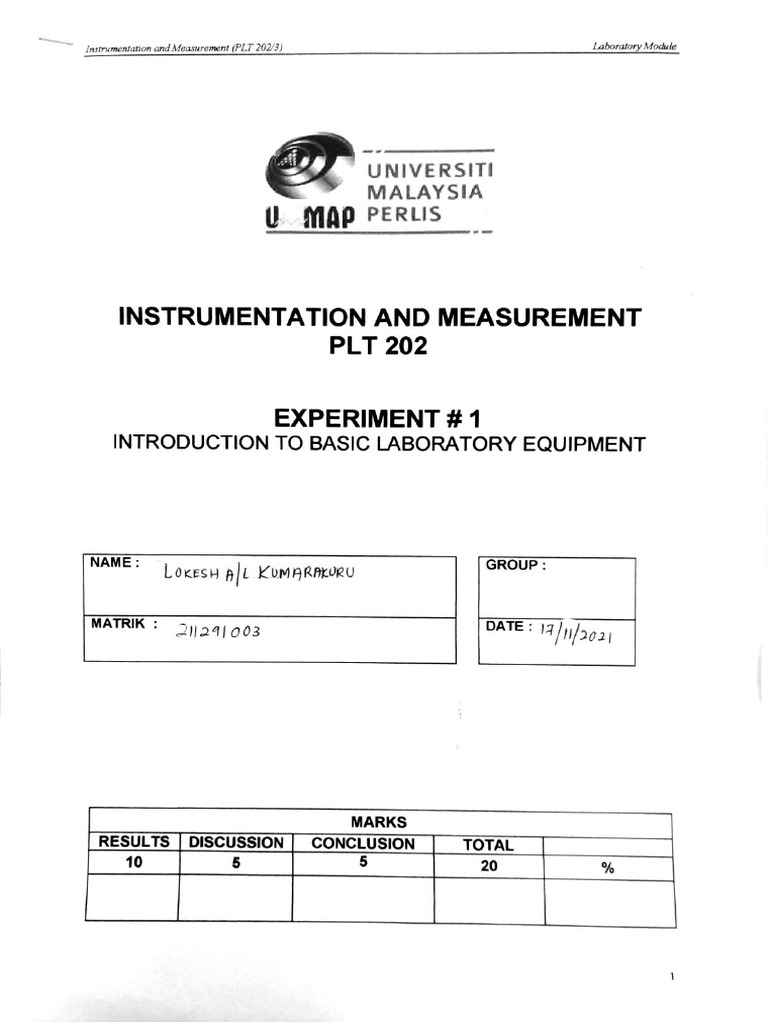 Experiment 1 Measurement | PDF