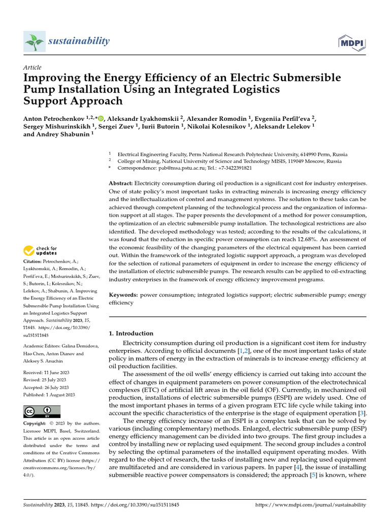 Petrochenkov Et Al. - 2023 - Improving The Energy Efficiency of An Electric Sub | PDF ...