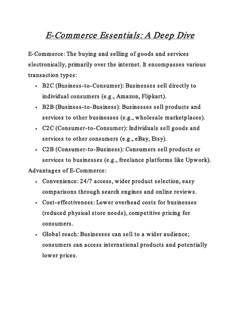 E-Commerce Essentials- A Deep Dive | Download Free PDF | Service ...
