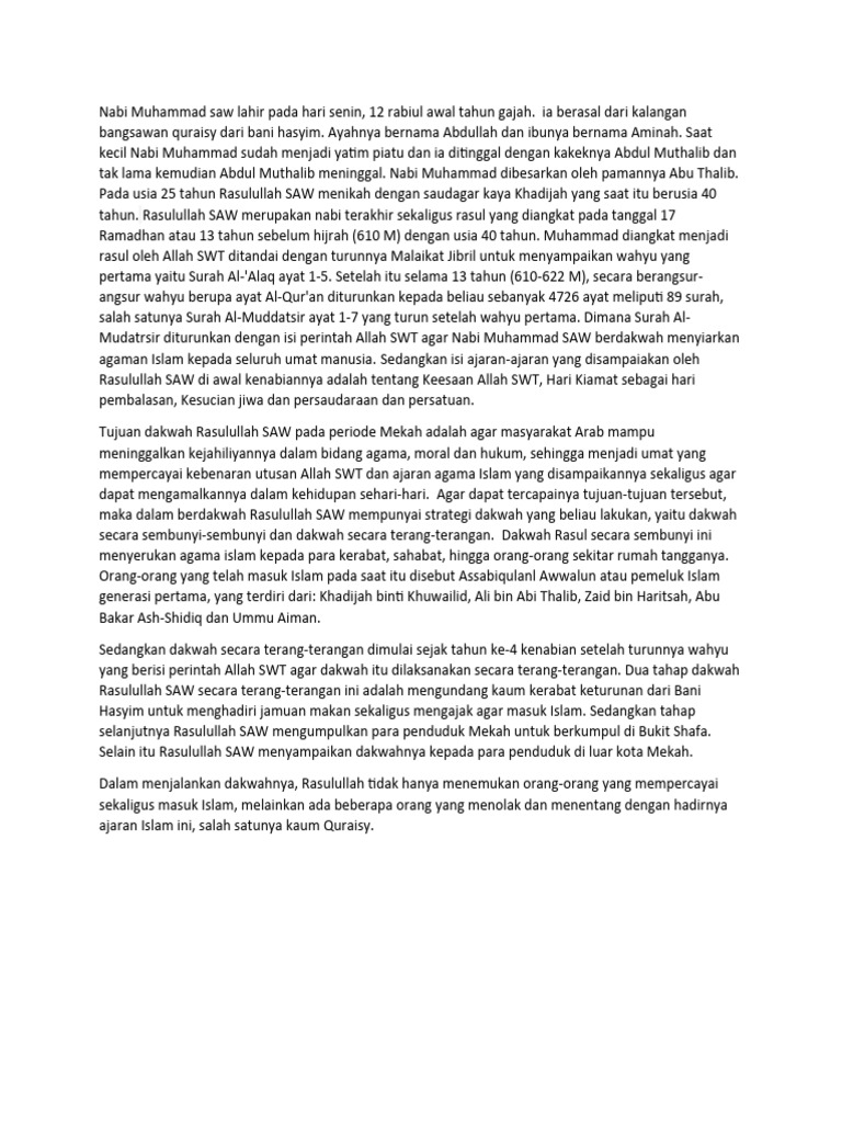 Sejarah Dakwah Awal Nabi Muhammad | PDF | Politik | Agama & Spiritualitas
