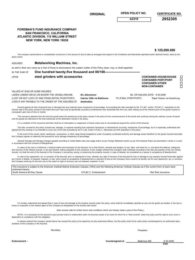 Insurance-Form 12 9 | PDF | Insurance | Civil Law (Legal System)