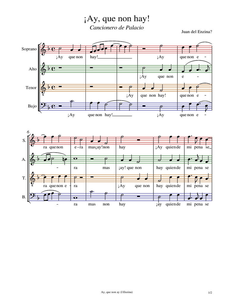 "Ay, que non hay: Canción de J. Enzina" | PDF