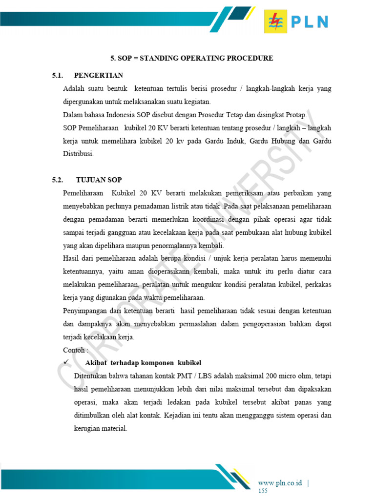 Sop Pemeliharaan Gardu | PDF