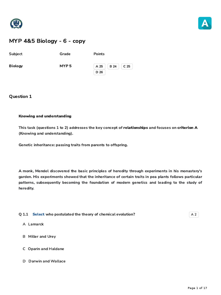 MYP 4 - 5 Biology - 6 | PDF | Vaccines | Heredity