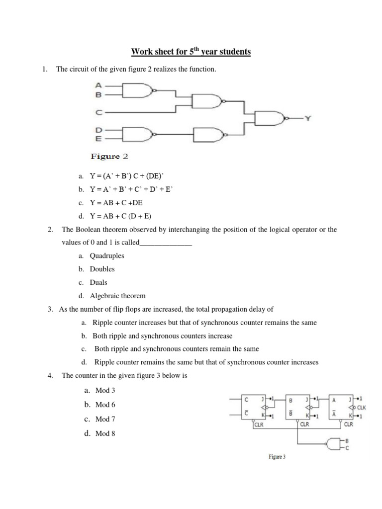 Work Sheet On DLD | PDF | Computer Engineering | Digital Electronics