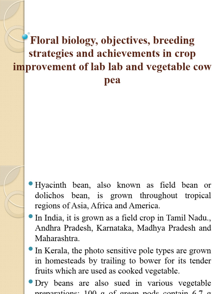 VSC 301 - Lablab and Cowpea - PPT 1 - Agri Junction | PDF | Vegan Cuisine | Plants