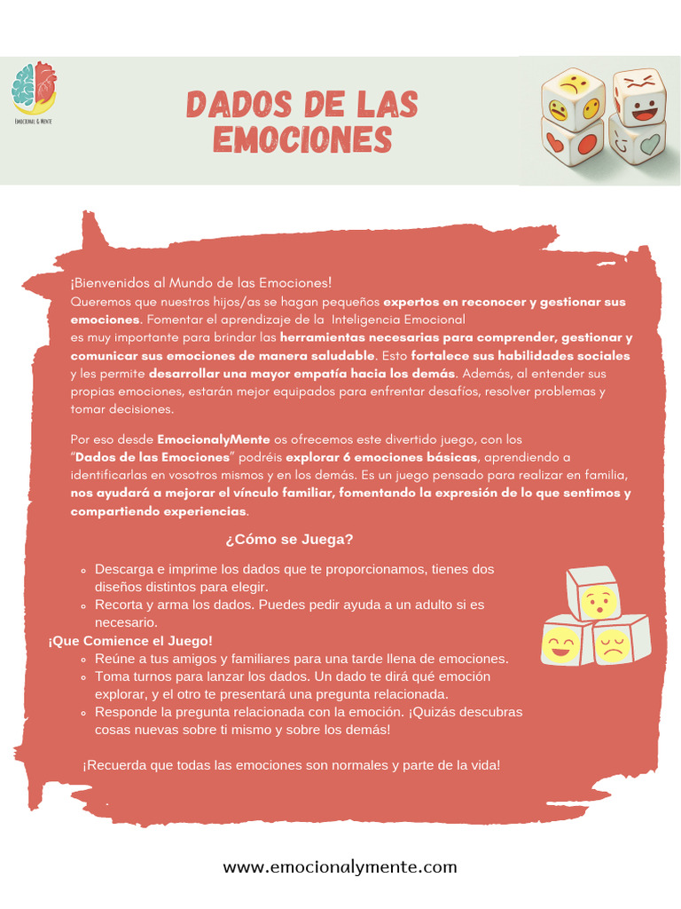 Dado de las emociones emojis | Descargar gratis PDF | Las emociones ...