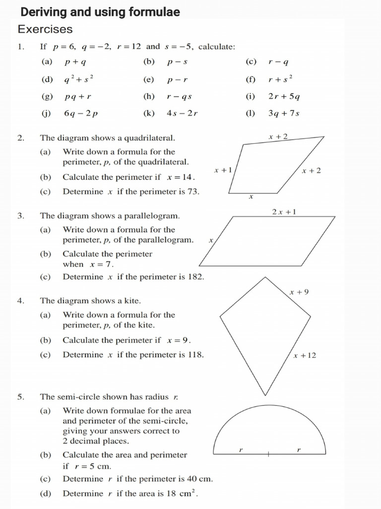 Deriving&using Formulae | PDF