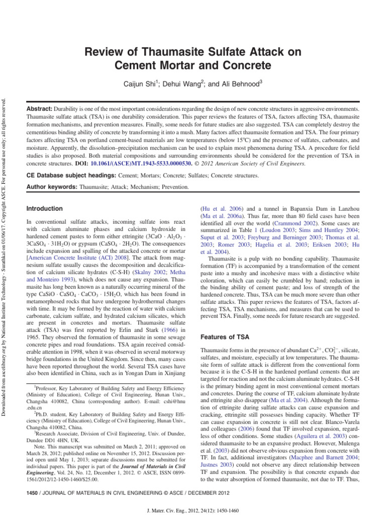 Review of Thaumasite Sulfate Attack on | PDF | Concrete | Cement