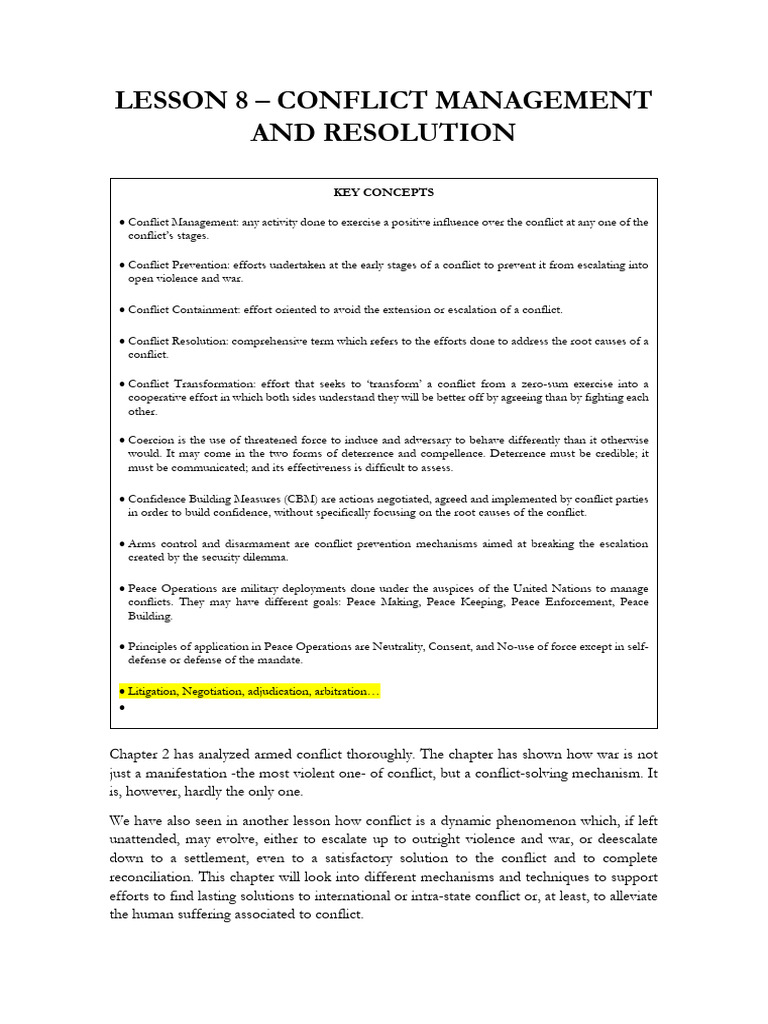 ZZ Conflict Management and Resolution Faculty Notes | PDF | Deterrence ...
