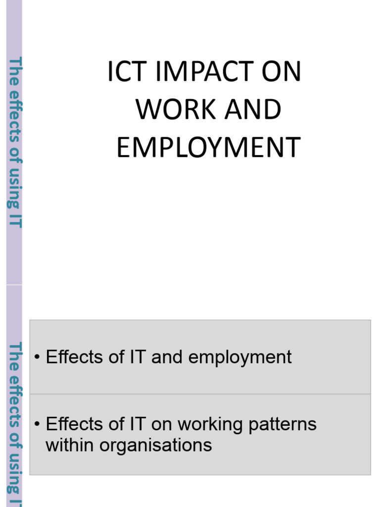 ICT IMPACT ON WORK AND EMPLOYMENT | PDF | Application Software | Employment