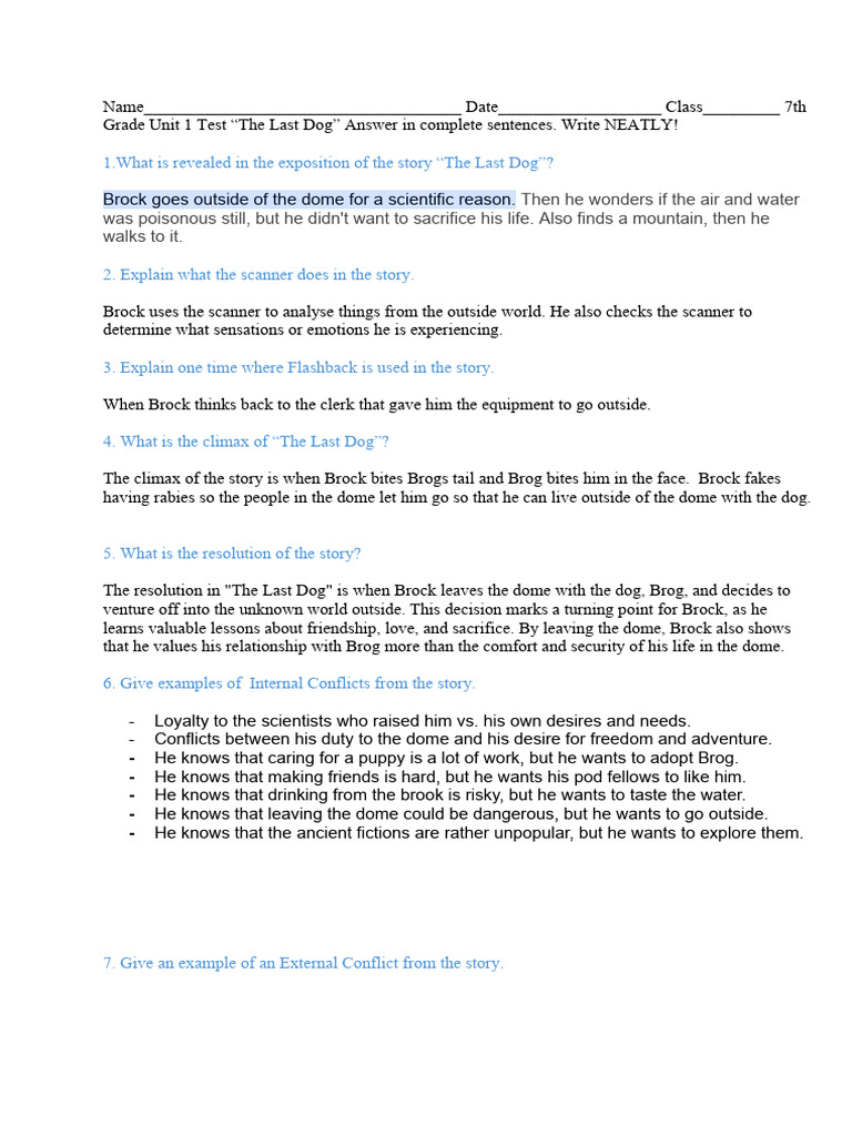 the last dog questions | PDF | Dogs | Social Psychology