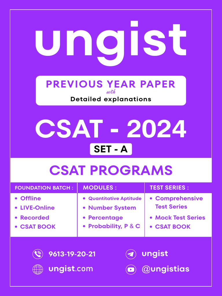 CSAT 2024 Question Paper & Solutions | PDF | Fiscal Policy | Inflation
