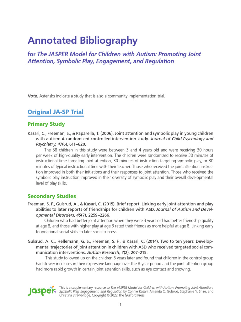 Jasper Biblio | PDF | Autism Spectrum | Developmental Disorder