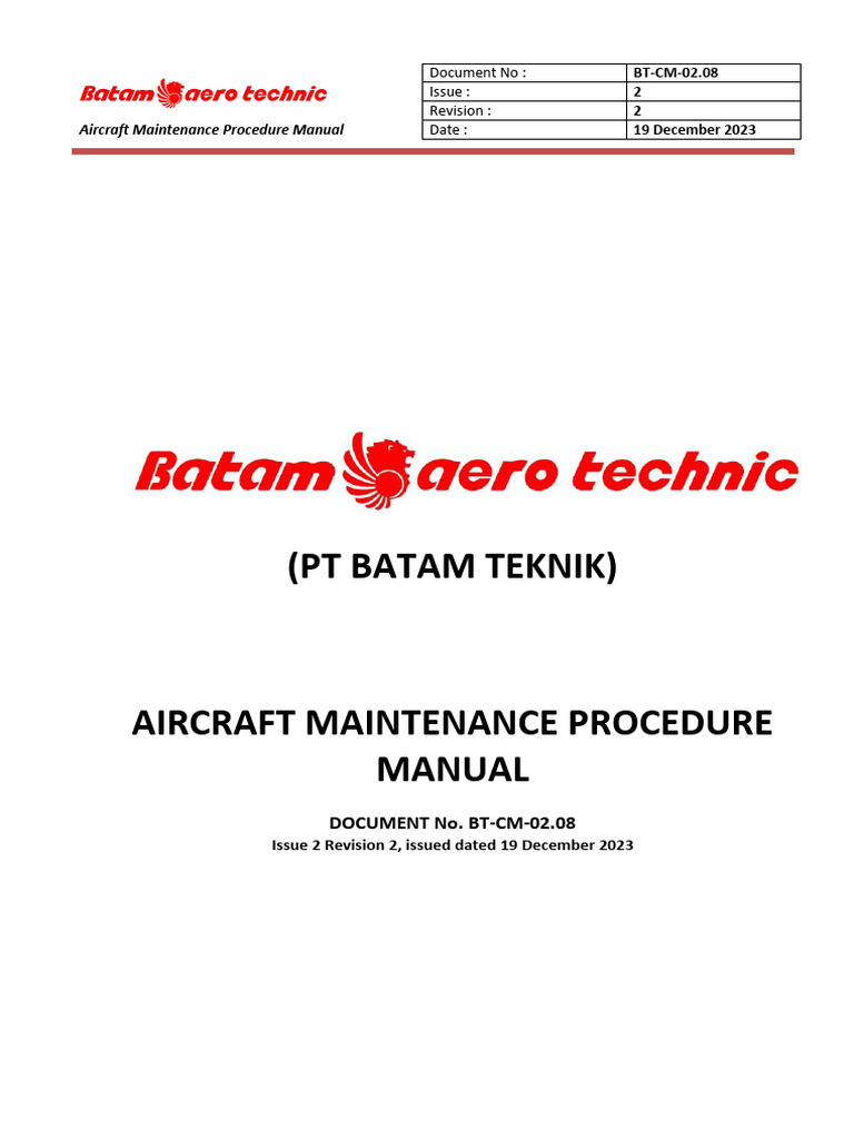 BT CM 02.08AircraftMaintenanceProcedureManualIssue2Rev ...