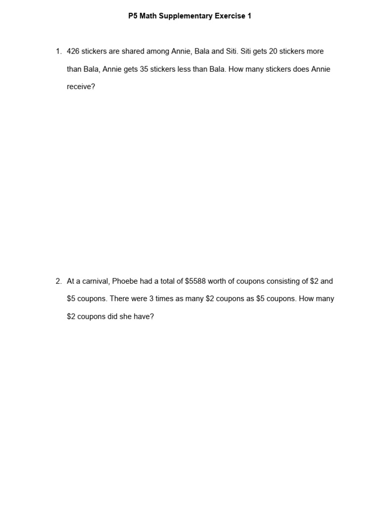 P5 Sup Exercise 1-15 Blank | PDF | Area