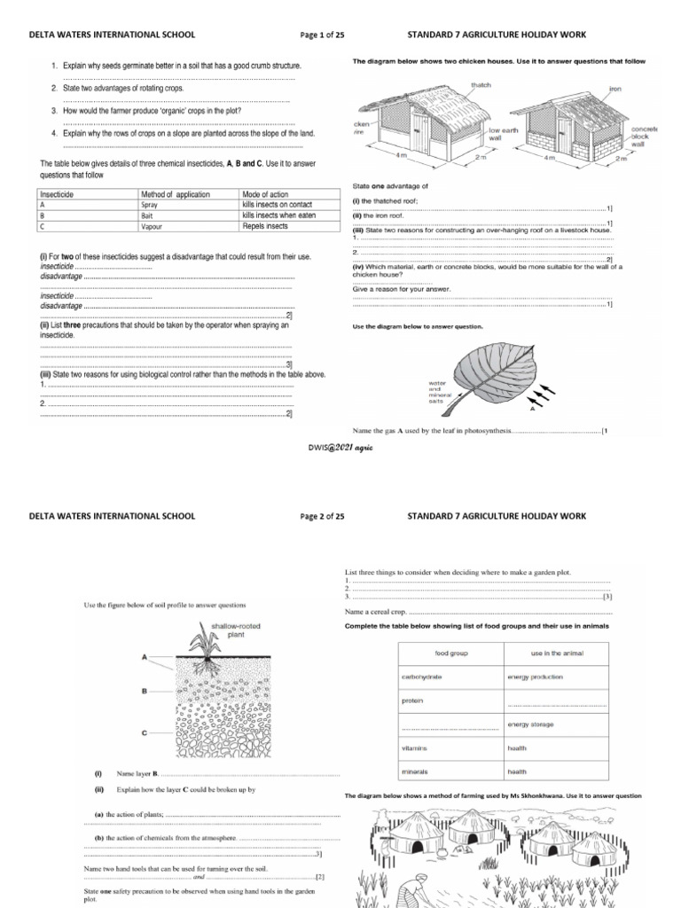 Agriculture Revision Questions | PDF | Social Science | Home & Garden