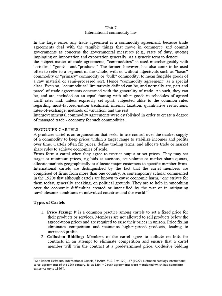 Unit 7 International Commodity Law | PDF | Oligopoly | Non Tariff Barriers To Trade