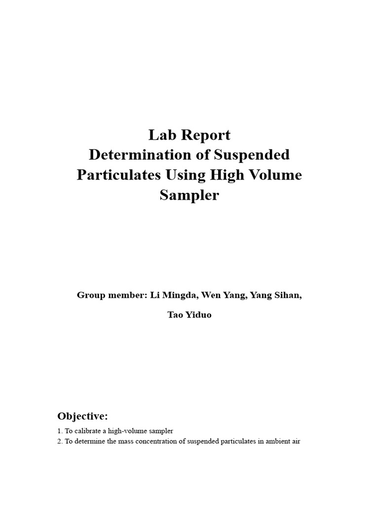 High Volume Sampler | PDF | Flow Measurement | Calibration