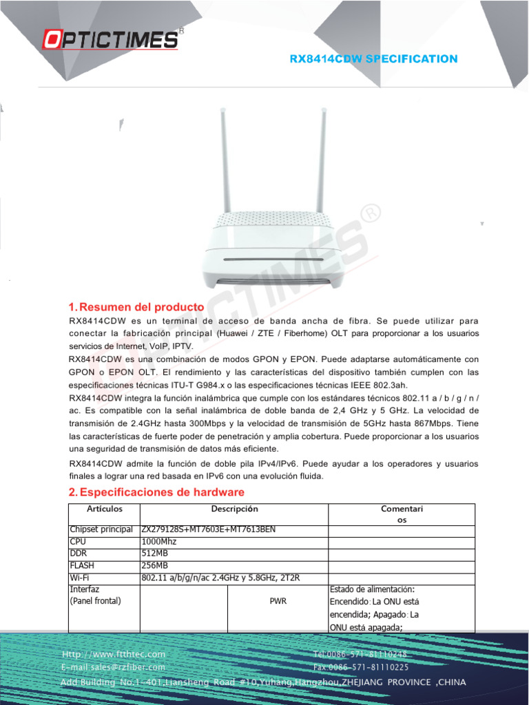 RX8414CDW WIFI 5 Data Sheet - Español | Descargar gratis PDF | Ieee 802 ...