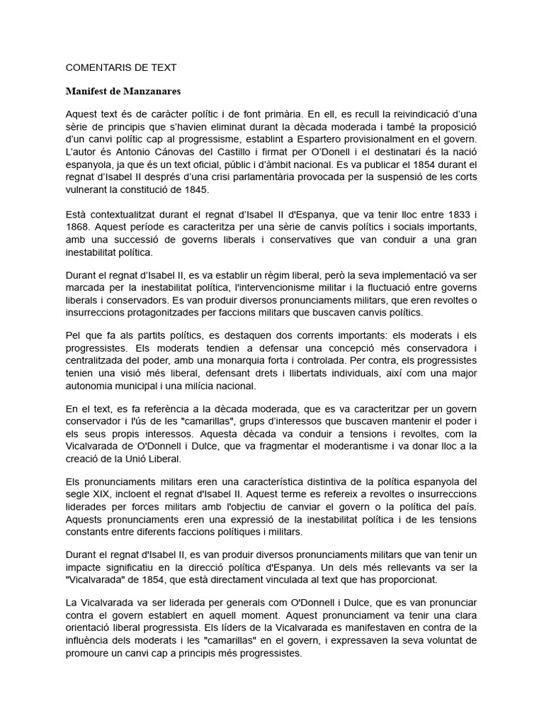 2n Parcial Historia COMENTARIS DE TEXT | PDF