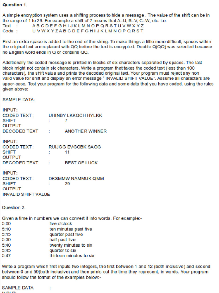ISC 2003 Computer Science Paper 2 Practical | PDF