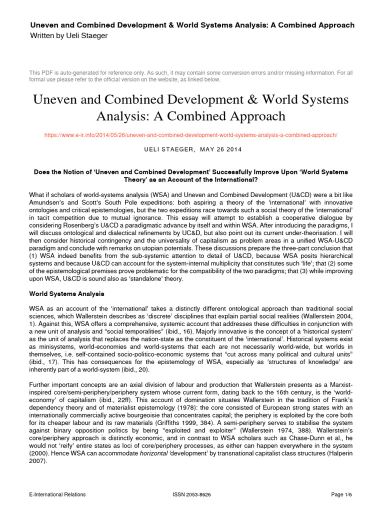 Uneven-and-Combined-Development-World-Systems-Analysis-A-Combined-Approach | PDF | World Systems ...