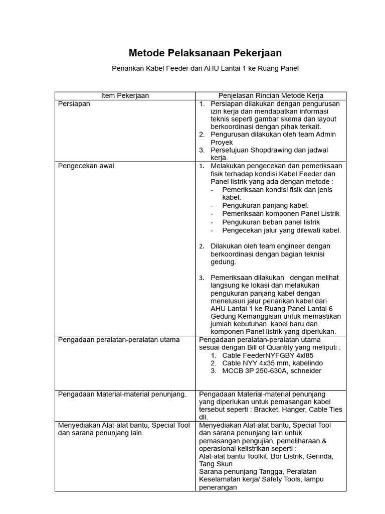 Metode Pelaksanaan Pekerjaan | PDF
