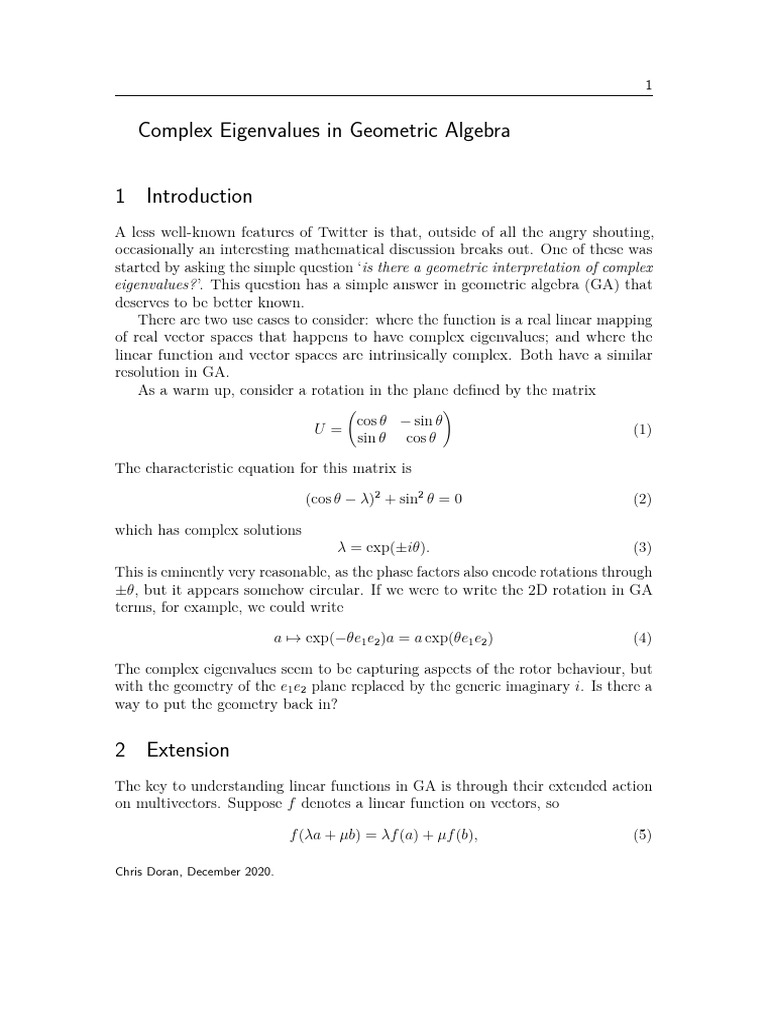 Complex Eigenvalues | PDF | Eigenvalues And Eigenvectors | Linear Map
