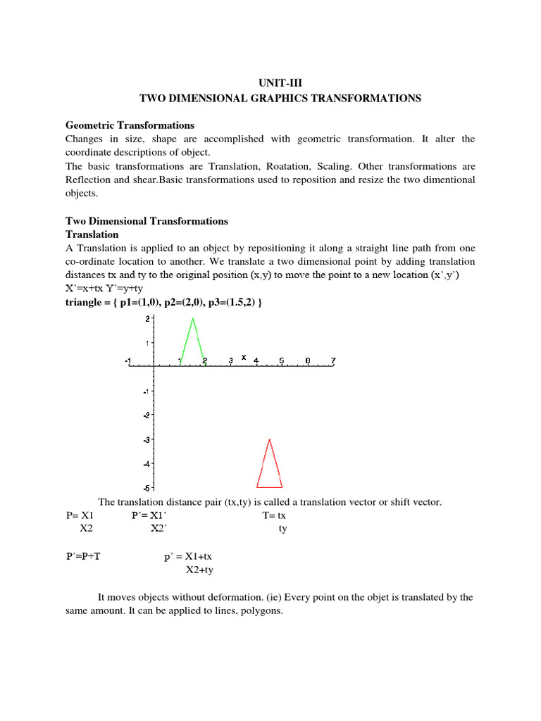 UNIT III Notes (BCA407) - 3 | PDF | Cartesian Coordinate System | 2 D ...