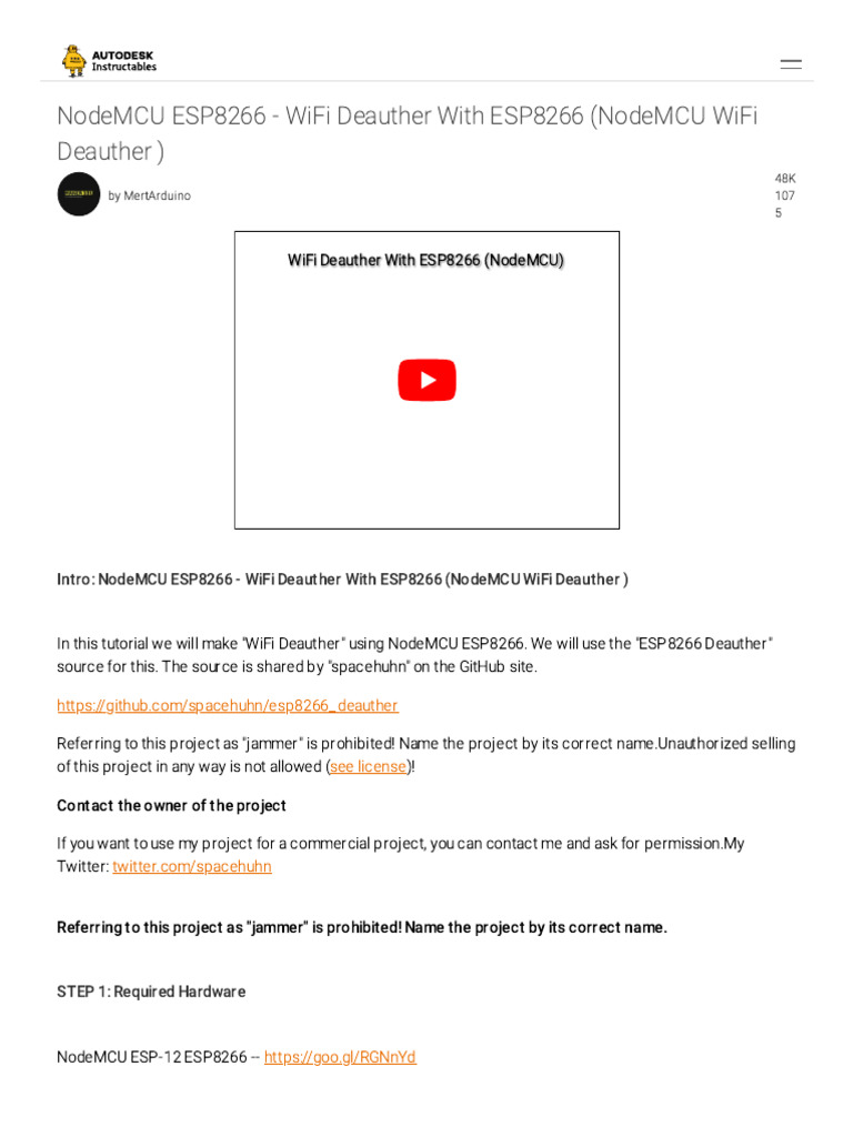 Nodemcu Esp8266 Wifi Deauther With Esp8266 Nodemcu Wifi Deauther Pdf Wi Fi Computer 0568
