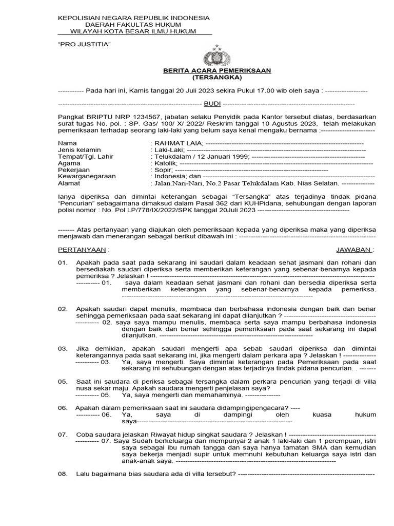 Bap Tersangka Pdf