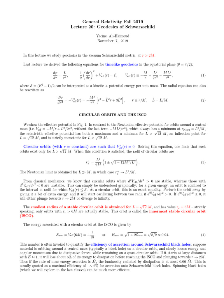 lecture20 | PDF | Black Hole | Orbit