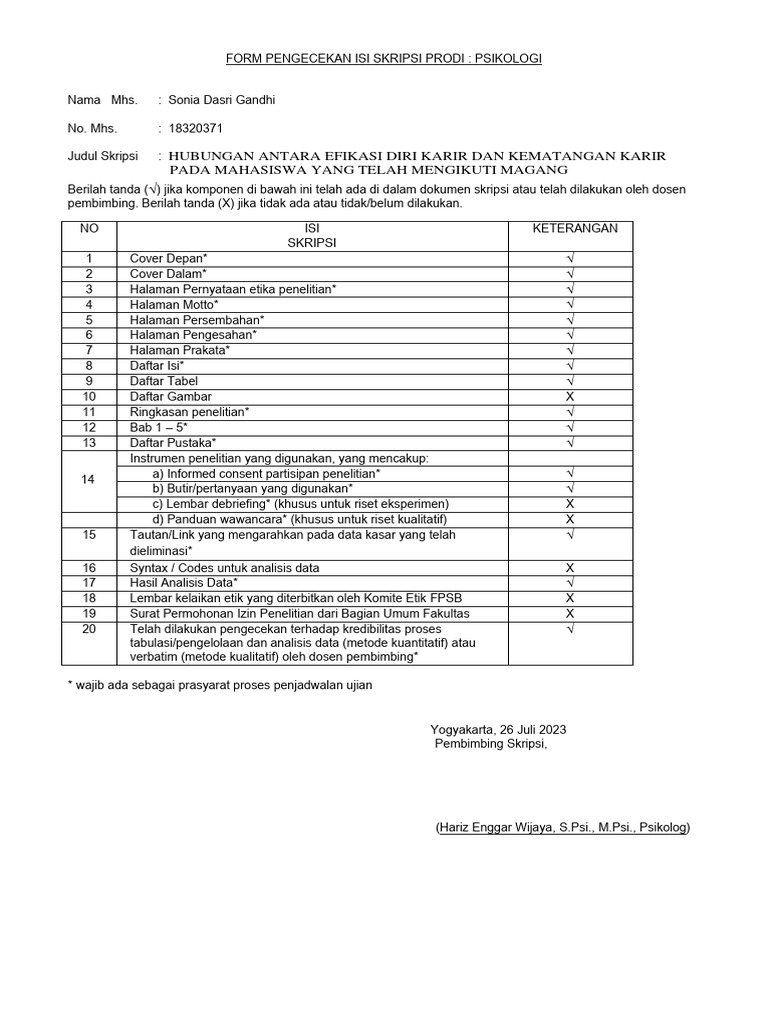 Form Pengecekan Dan Blanko Permohonan Ujian Pendadaran | PDF