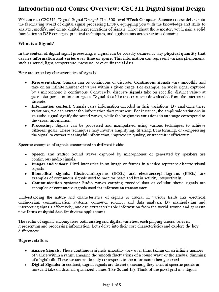 DSP Note 1 | PDF | Sampling (Signal Processing) | Digital Signal Processing