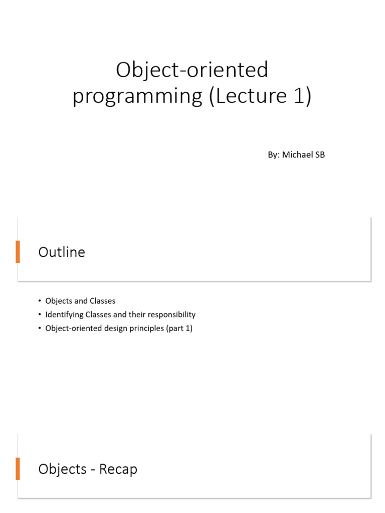 Object-Oriented Programming (Lecture 1) | PDF | Programming | Constructor (Object Oriented ...