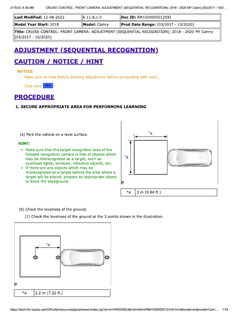 03 - 2017-10 - 2020-Camry-Front Camera Cal | PDF